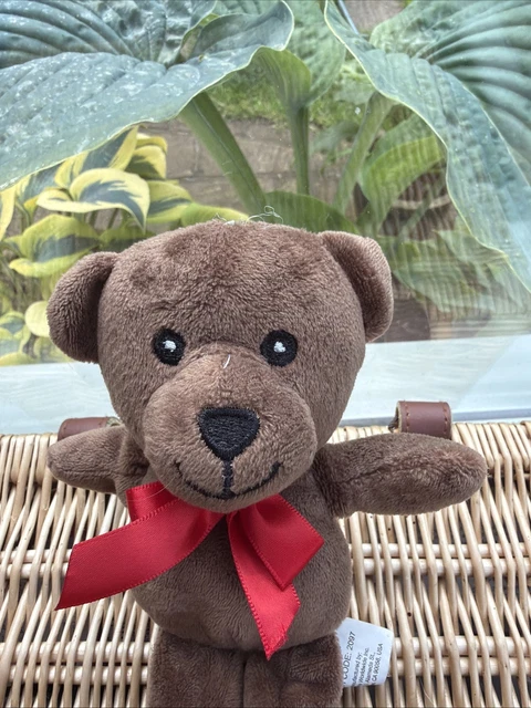 GEORGE AT ASDA Small Brown Red Bow Ribbon Mini Teddy Bear Soft Toy ...