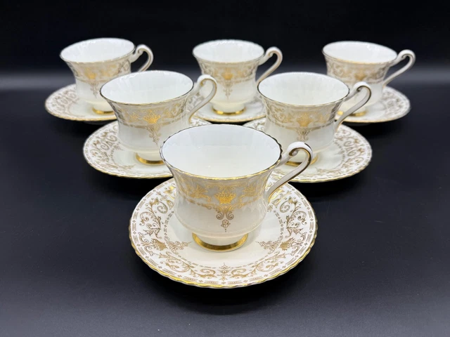 PARAGON GOLDEN ADAM Tea Cup Saucer Sets (set of 6) Bone China England ...