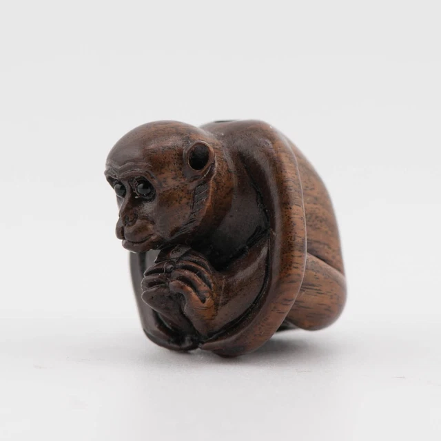 ANTIQUE WOOD MONKEY Netsuke 19/20th C Japanese Masakazu Japan £463.87 ...