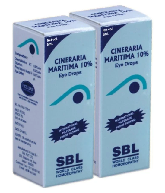2 X SBL Cineraria Maritima 10% Eye Drops 10ml Herbal Ayurveda Natural ...