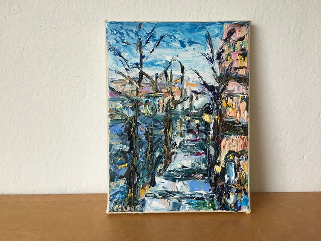 MONTMARTRE PARIS TREPPEN Ölgemälde auf Leinwand Original Stadtbild Gemälde EUR 69,00 - PicClick DE