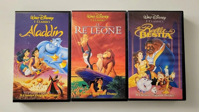 VHS WALT DISNEY originali di Aladdin, Il Re Leone e La Bella e la ...