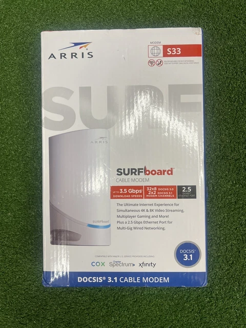 ARRIS SURFBOARD S33 Docsis 3.1 Multi-gigabit Cable Modem w/2.5 Gbps ...