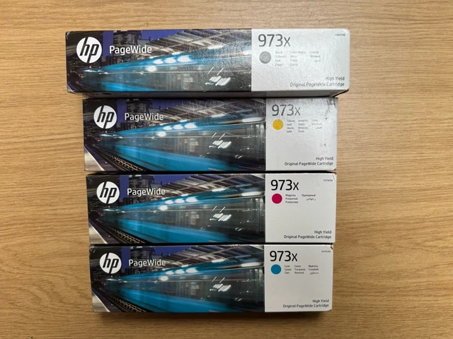 HP 973X INK Cartridge Set CMYK Genuine *In Date* VAT Inc PageWide £250. ...