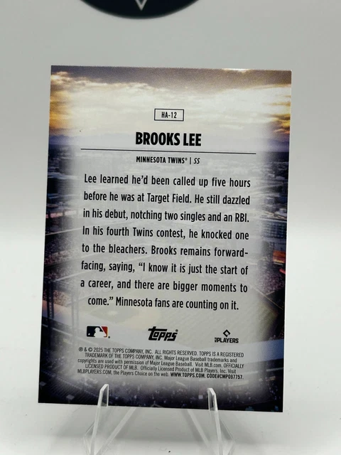2025 TOPPS BROOKS Lee Home Field Advantage Rookie Minnesota Twins RC ...