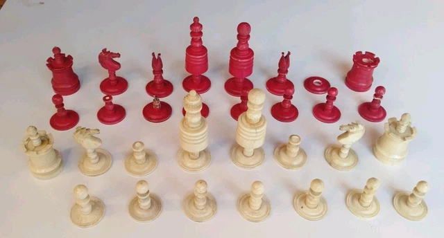 ANTIQUE 19TH CENTURY Bone Chess Set Barley Corn £31.91 - PicClick UK