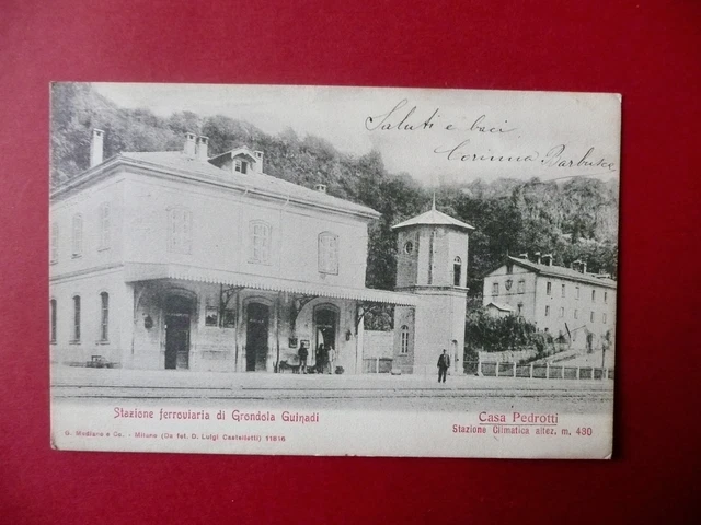 CARTOLINA STAZIONE FERROVIARIA di Grondola Giunadi Casa Pedrotti 1910 ...