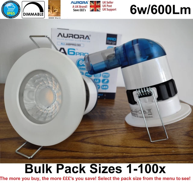 6W LED DOWNLIGHT Fire Rated Aurora A6 Pro Warm White All Rooms Bath ...