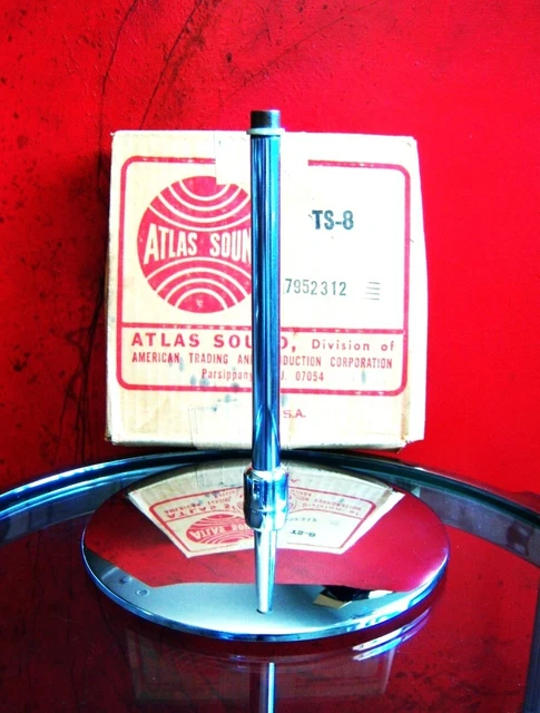 VINTAGE RARE 1960'S Atlas TS-8 microphone desk stand Shure RCA DS5 DS7 ...