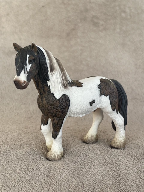 SCHLEICH TINKER STALLION Black White Horse Farm Animal Figure 2007 ...