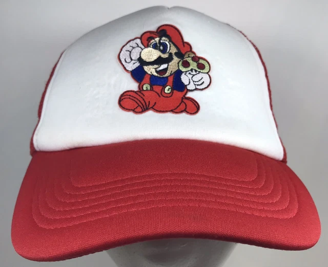 NINTENDO SUPER MARIO Bros World 8bit Snapback Trucker Cap Hat Mushroom ...