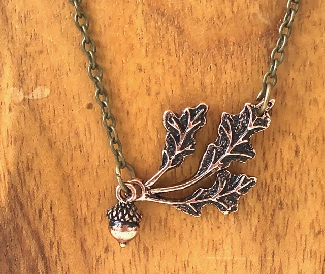 VINTAGE OAK TREE Leaves & Acorn Link Chain Necklace 22" £24.91 ...