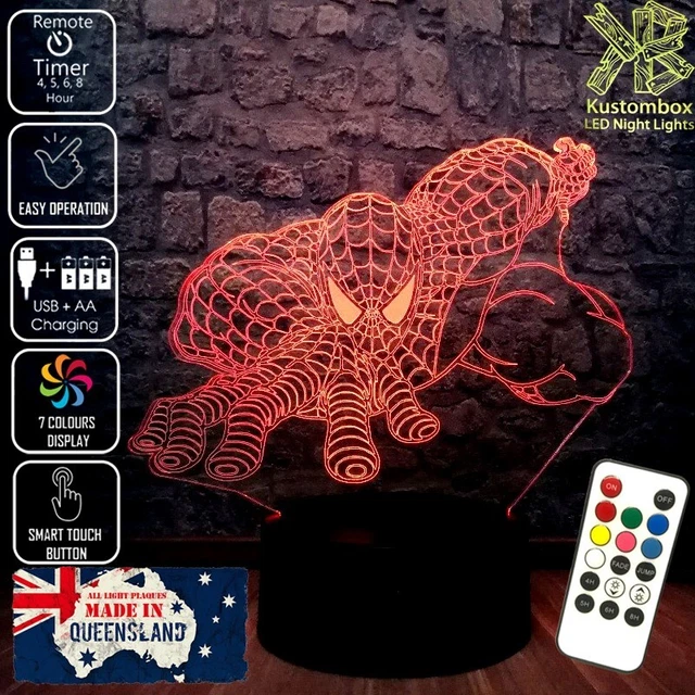 SPIDERMAN AVENGERS SUPERHERO 3D Led Battery Usb Night Light 7 Colour ...