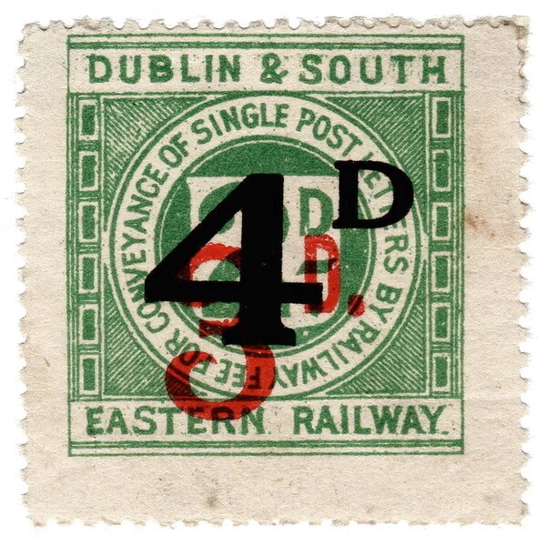 (I.B) DUBLIN & South Eastern Railway : Letter Stamp 4d on 3d on 2d OP £ ...