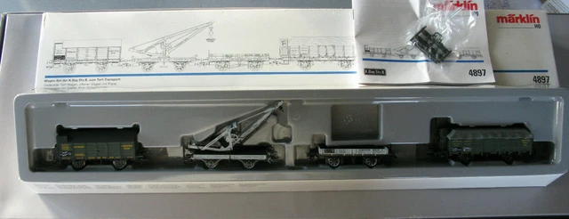 LOT DE WAGONS Märklin 4897/train du transport de tourbe K.Bay.S.B. non ...