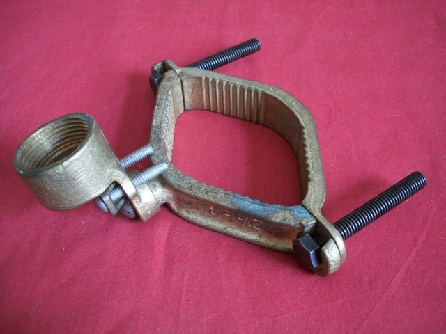 SOLID BRASS ELECTRICAL Pole Grounding Clamp 2-1/2" to 4", #J2124, NOS ...