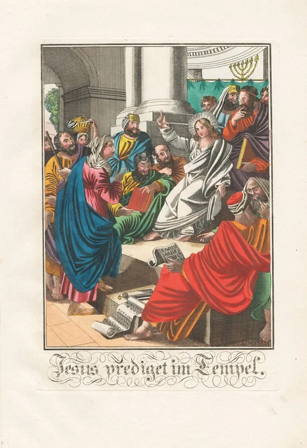 JESUS PREDIGT IM Tempel Jerusalem Jesu Christ Christus Kupferstich ...