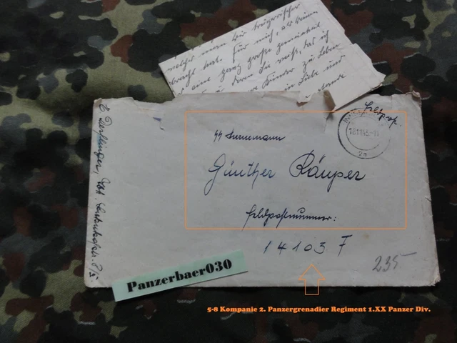 2WK WH FELDPOST Brief 1.SS Panzer Div. mit Inhalt Sterbebild WW2 SS ...
