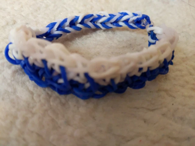 BLUE AND WHITE Handmade Loom Band Bracelet £3.32 - PicClick UK