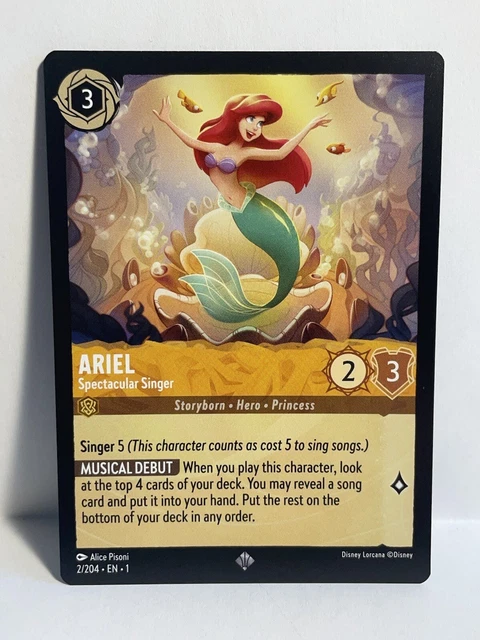 DISNEY LORCANA ARIEL Spectacular Singer 2/204 Super Rare Non-Foil £9.82 ...