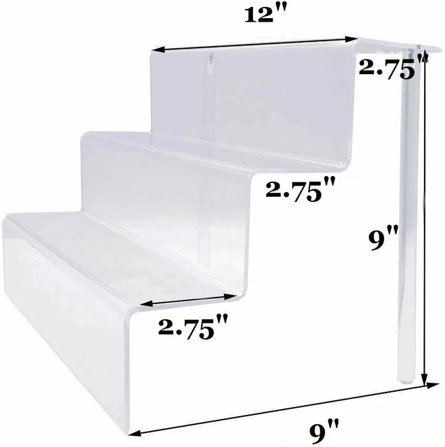 888 DISPLAY THREE-TIER Acrylic Step Display Ultra Clear and Versatile ...