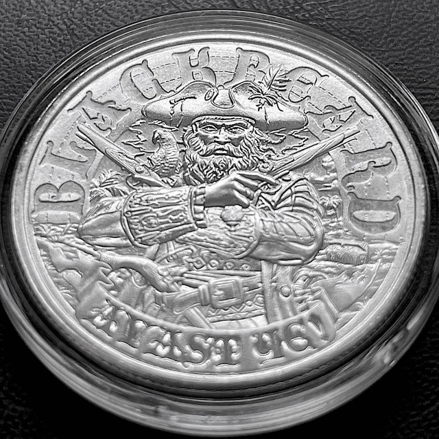 2023 BLACKBEARD CAPTAIN Edward Teach 1 oz .999 Silver Coin Queen Anne ...