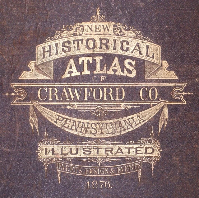 1876 PLAT MAP ~ SOUTH & WEST SHENANGO Twps., CRAWFORD Co., PA (14x16 ...