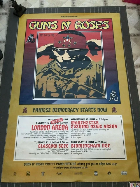 GUNS N ROSES 2001 UK Original Tour Poster HUGE - Chinese Democracy ...