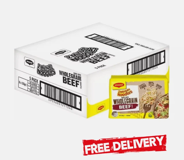 MAGGI 2 MINUTE Noodles, Wholegrain Beef 30 Pack, 6 x 5 Pack | AU $33.95 ...