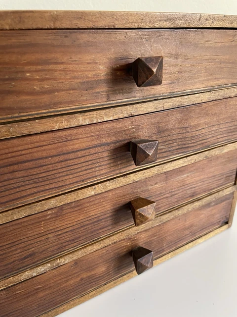 ANCIEN PETIT MEUBLE de métier mercerie 4 tiroirs rangement EUR 150,00 ...