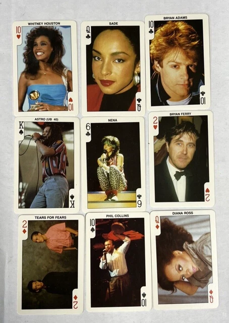 LOT OF 9: 1986 Dandy Rock'n Bubble Playing Cards Phil Collins Whitney ...
