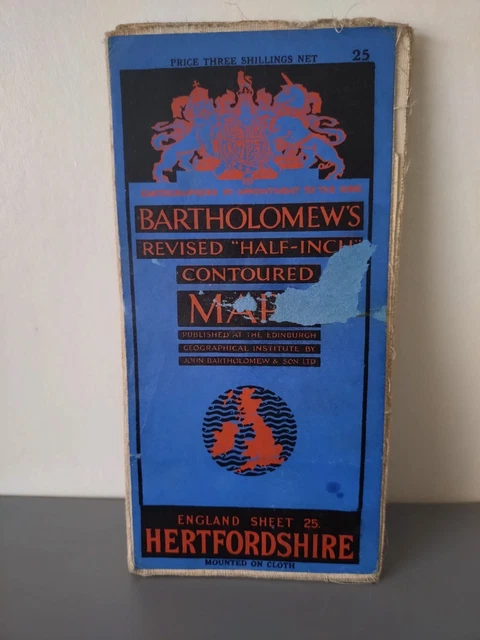 VINTAGE BARTHOLOMEWS REVISED Half Inch Contoured Cloth Map 25 ...