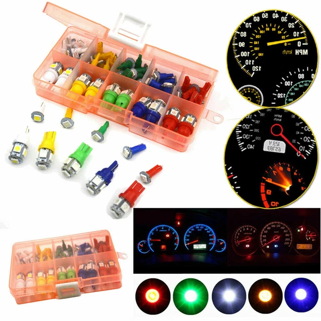 70PCS CAR T5+T10 LED Instrument Panel Light Cluster Plug Dash Indicator ...