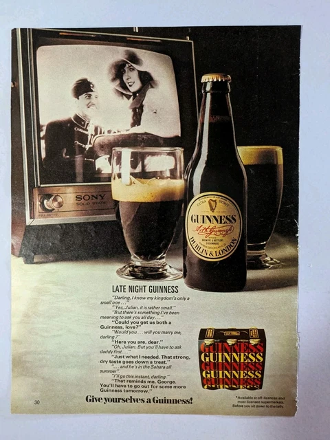 GUINNESS ADVERTISEMENT MID 1970s Original Paper Magazine Advert Late ...