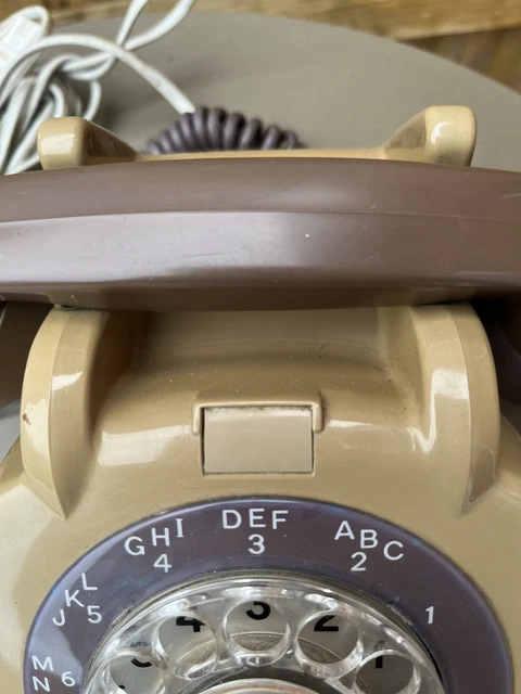 VINTAGE ROTARY DIAL telephone olive Green Brown 70s tested working BT £ ...