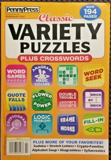 CLASSIC VARIETY PUZZLES + Crosswords 194 Pages Penny Press NEW £9.52 ...