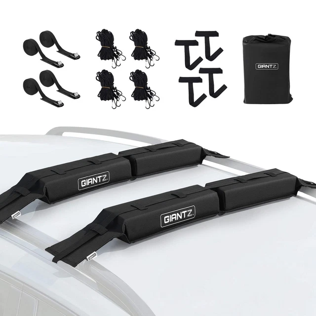 GIANTZ UNIVERSAL SOFT Roof Rack Pads Kayak Surfboard 80kg + 4.5m Straps ...