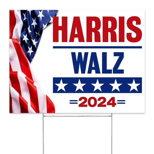 NEW HARRIS WALZ Truth Hope Decency 2024 Election Yard Sign With Metal H ...