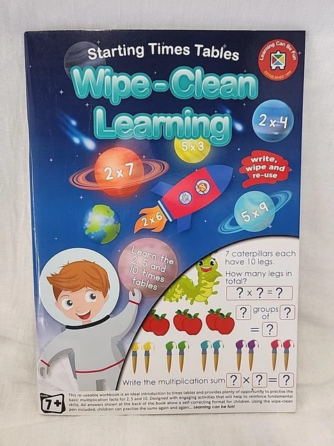 WRITE N WIPE Workbook Maths Literacy Numbers Writing First Words AGES 7 ...