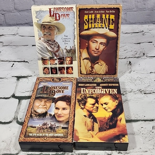 WESTERN FILMS MOVIES VHS Tapes Lot Of 4 Lonesome Dove Shane Audrey ...