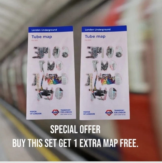 2X LONDON UNDERGROUND Tube Map May 2023 Current Edition TFL ELIZABETH ...