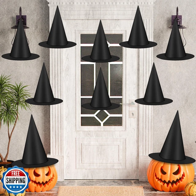 LUCES 10 PCS Witch Hats, Witches Hat Halloween Decor, Black Wizard Hat ...
