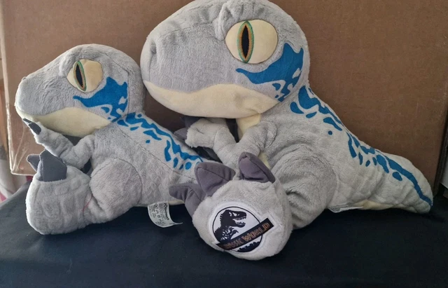 JURASSIC WORLD CAMP Cretaceous Chunky Blue Raptor Dinosaur Plush x2 ...