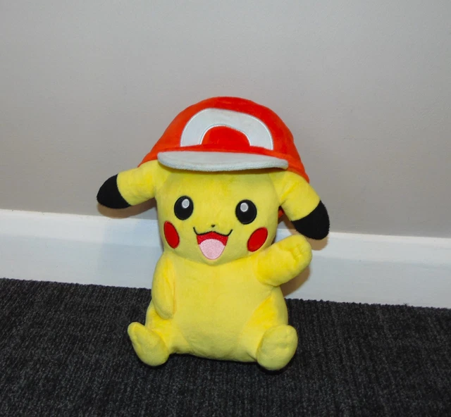 POKEMON PIKACHU WITH Ash Baseball Cap Hat Plush Soft Cuddly Toy 2017 ...