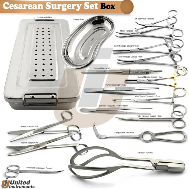 BASIC CESAREAN SURGERY Set Box C-Section Surgery Instruments Kit $209. ...