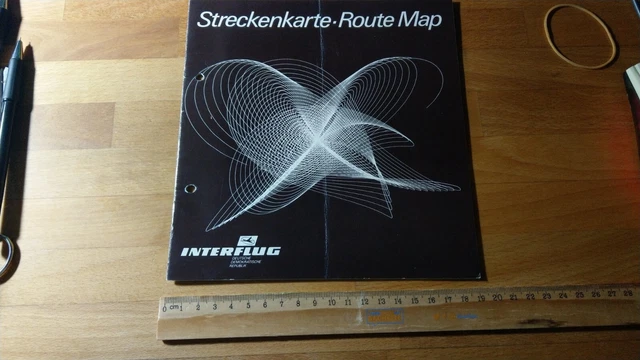 INTERFLUG DER DDR Luftfahrt Flugstrecken Streckenkarte Route Map 1982 ...