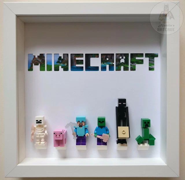 LEGO MINECRAFT MINIFIGURE Display Frame Case Stand Creeper Gift Present ...
