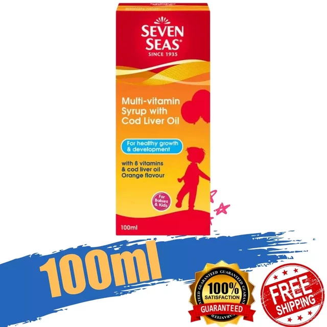 1 X SEVEN Seas Multivitamin Syrup 100ml Cod Liver Oil Orange Flavour ...