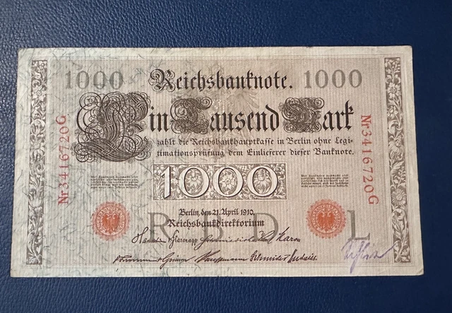 DEUTSCHES GERMANY 1000 Mark Berlin 1910 RED SEAL £15.52 - PicClick UK