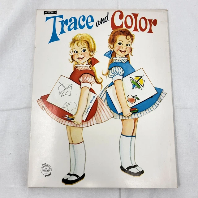 TRACE AND COLOR 1960s Drawing Coloring Activity Book UNUSED # 4321-3 ...